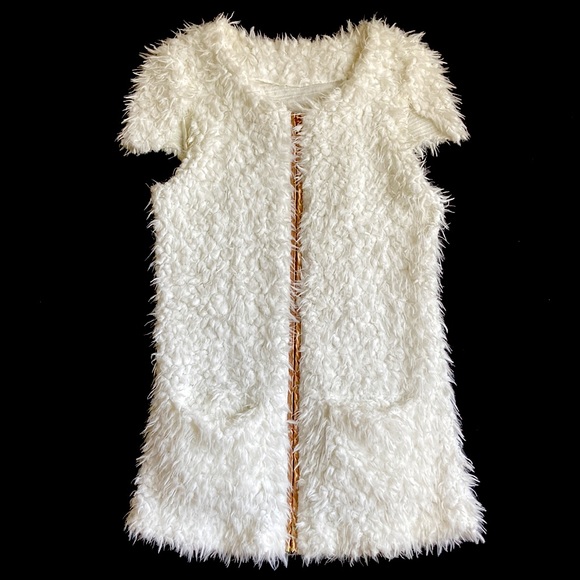 Vintage | Sweaters | Vintage Super Soft White Fluffy Cap Sleeve Zip Up ...